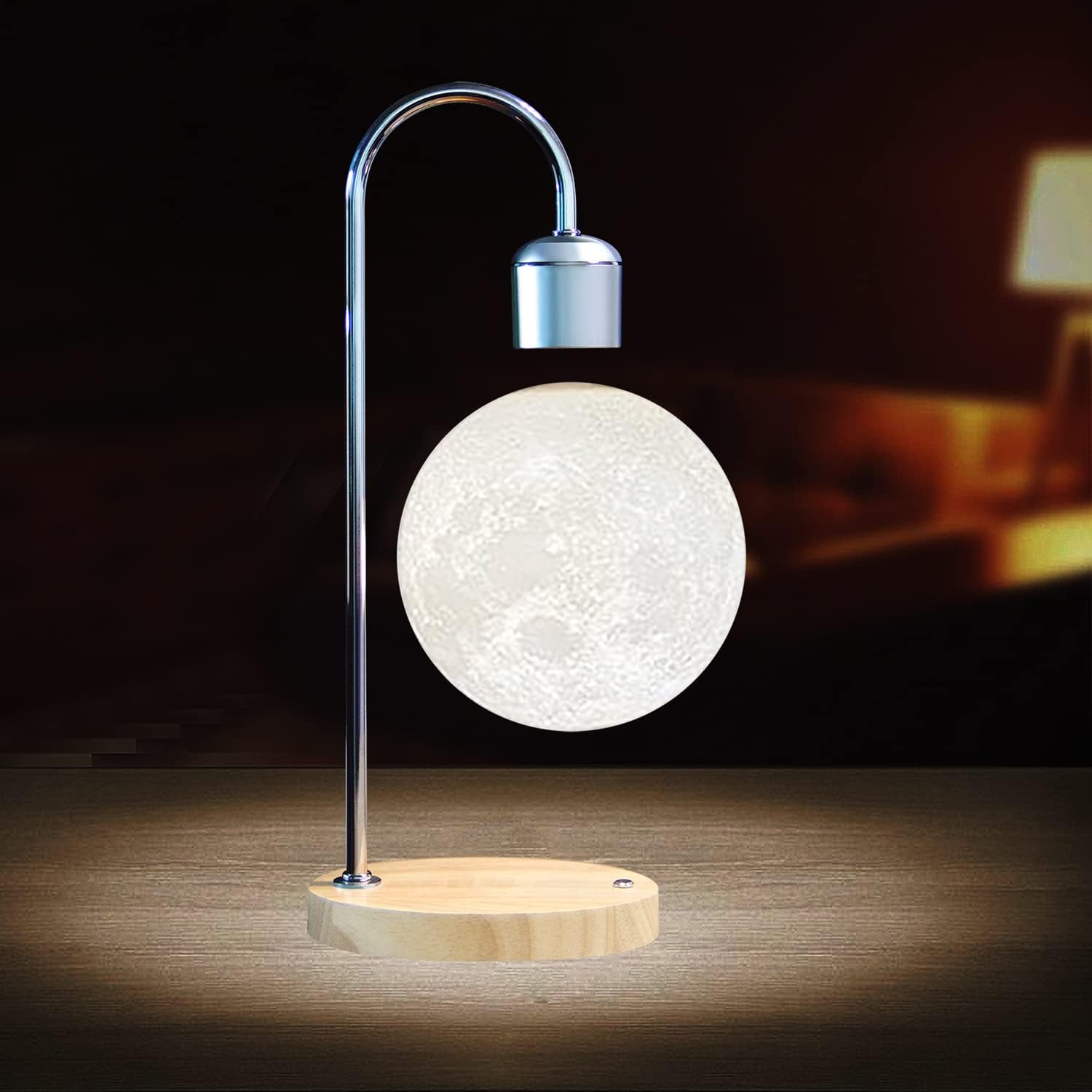 Magnetic Levitating Moon Lamp Zero Gravity Floating Light Bedside Lamp ...