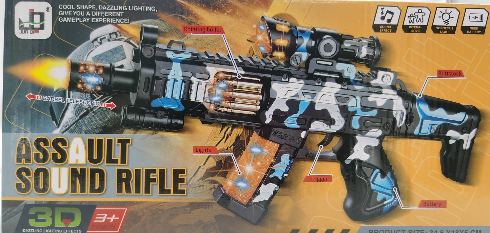 Toy Machine Gun Electronic Sound Light Vibration Toy Assault rifle ...